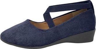 Generic Escarpins confortables et confortables &agrave; enfiler avec sangle de cheville &eacute;lastique pour femme, bleu, 40.5 EU