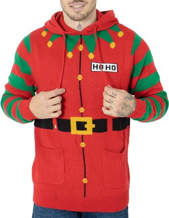 Noroze Herren Jungen Weihnachtspullover Kapuzenpullover Unisex Elf Hoho Zuckerstange 3D Strickpullover Kinder Familie Weihnachten Passend Pullover (11-12 Jah