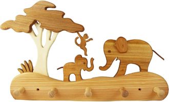 Mitienda Kindergarderobe aus Holz Elefanten, Kindergarderobe Handgemacht Tiermotiv, Weihnachten