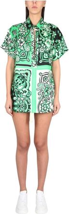 Red Valentino Femme, Robes, Vert, Taille: 38 FR Short Sleeve Floral Print Shirt Dress