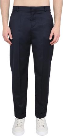 Balmain Homme, Pantalons, Bleu, Taille: XL Pantalon de Tailleur Droit en Laine