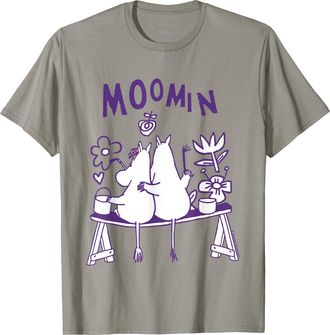 Moomin troll & Snorkmaiden Love Art Painting Blumen T-Shirt