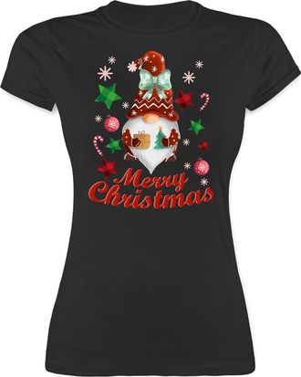 Shirtracer Shirt Damen - Weihnachten Geschenke Bekleidung - Weihnachtlicher Wichtel I Weihnachtsmotiv I Merry Christmas Wichtelmotiv - XXL - Schwarz - weihnachts