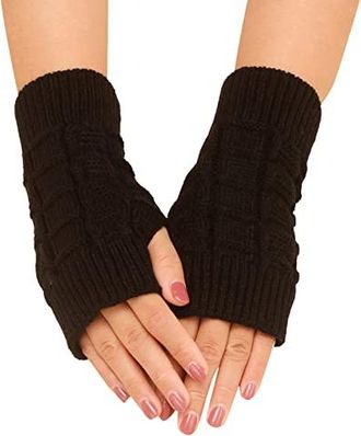 Generic Gants mitaines pour tout-petits femmes d&eacute;contract&eacute; automne et hiver simple couleur unie motif tricot&eacute; court demi-doigts gants mitaines gants mitaines 
