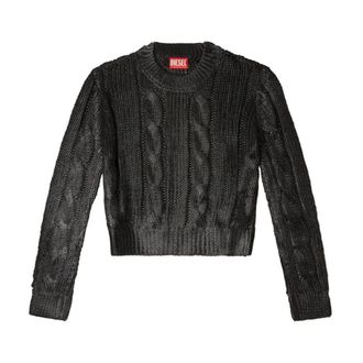 Diesel Cable Knit Cropped Sweater - - Knitwear - Damen - Schwarzk - S