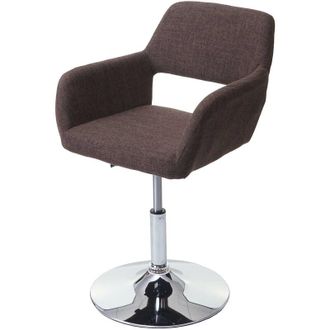 Hhg Neuwertig] Esszimmerstuhl HHG 934 iii, Stuhl Küchenstuhl, Retro 50er Jahre, Stoff/Textil braun, Chromfuß
