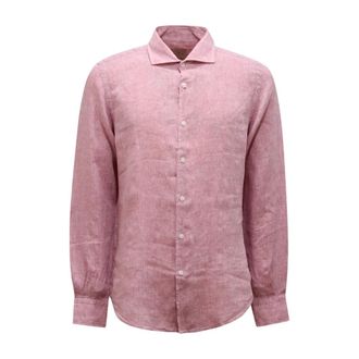 PORTOFIORI Camicia Custom Fit Leinenhemd - - Shirts - Herren - Rosa - XL