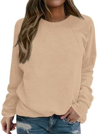 Generic Sweats à capuche pour femme - Grande taille - Sweat à col rond surdimensionné - Débardeurs de sport - Veste de sport unie - Chemisier à capuche thermi