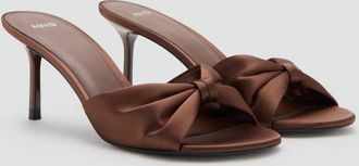 Mango Sandales d&eacute;tail naud satin chocolat - Femme - 35 - MANGO