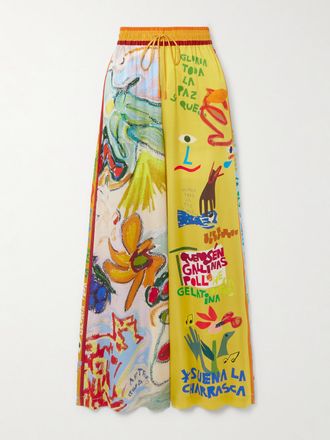 Alemais Pantalon Large En Cr&ecirc;pe De Chine De Soie Imprim&eacute; X Nadia Hern&aacute;ndez - Multicolore