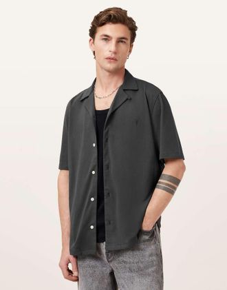 AllSaints Hudson - Kurzärmliges Hemd in Carter-Grau