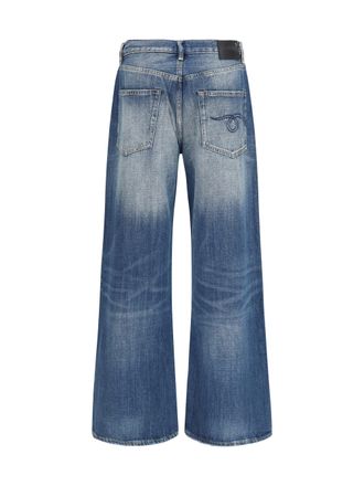 R13 Womens Darcy Loose Jeans Raine Blue Cotton