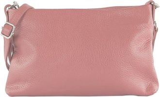 modamoda.de T258 - Sac bandoulière pour femme en cuir italien, vieux rose, m