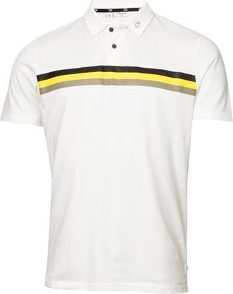 Calvin Klein Hommes Parker Humidité Le Polo Golf Poids - Blanc/Acid Jaune - M