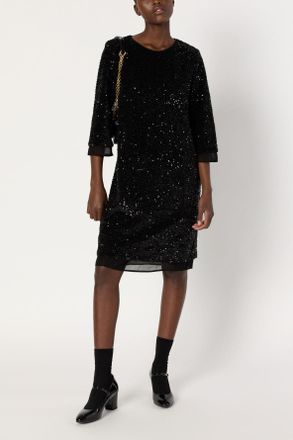 Gerard Darel Robe de soir&eacute;e droite &agrave; sequins - LIORA - Noir