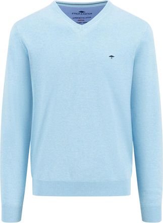 Fynch-Hatton Pullover aus Baumwolle mit V-Ausschnitt Splashy Ocean/XXL