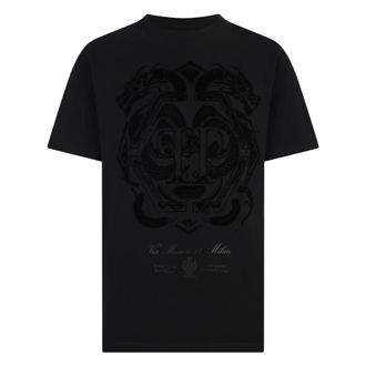 Philipp Plein Homme, Tops, Noir, Taille: L T-Shirt Dragon Imprim&eacute; Col Rond