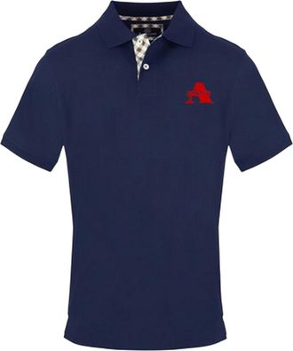 Aquascutum Poloshirt f&uuml;r Herren, bestickt, gewebter Stoff (Marine)