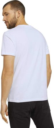 Tom Tailor Herren T-Shirt mit Logo-Print aus Bio-Baumwolle, White, XXL