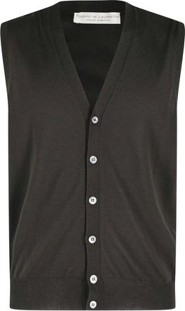 FILIPPO DE LAURENTIIS Homme, Pulls, Vert, Taille: L Gilet boutonn&eacute; en m&eacute;rinos