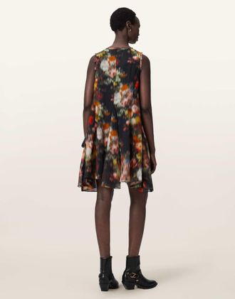 AllSaints Sybil robe courte en noir d&eacute;lav&eacute;