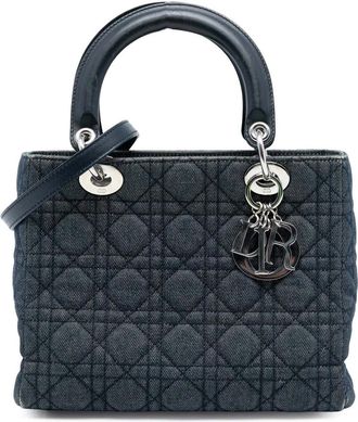 Dior Hobo Bags - Medium Denim Cannage Lady Dior - Gr. unisize - in Blau - f&uuml;r Damen