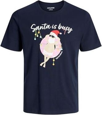 Jack & Jones Jjchristmas Tee SS Crew Neck Xmas, Sky Captain, L