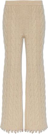 Akep Pantalon en laine &agrave; tissage d&eacute;coratif - Femme - Pantalons - Beige - Taille: 38 FR