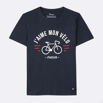 Faguo T-shirt col rond bleu marine Jaime mon v&eacute;lo