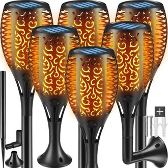 TecTake 6x LED Solarlampen f&uuml;r au&szlig;en, f&uuml;r Garten, als Wandleuchte, Solar Lampe Fackeln f&uuml;r Drau&szlig;en, Aussenlampe Wand, Solarleuchten, outdoor Gartenfackeln, Ga