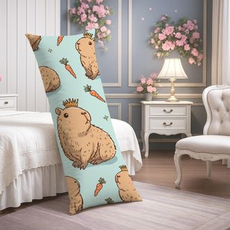 Generic Niedlicher Capybara-Körper-Kissenbezug, weiche Baumwolle, langer Lendenkissenbezug mit Reißverschluss, bezauberndes Tier-Design, für Bett, Couch, Deko