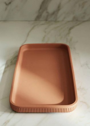 Mango Plateau salle de bain ray&eacute; en r&eacute;sine ocre - Home - Taille unique - MANGO HOME