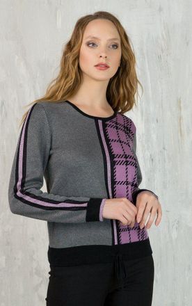 Passioni Strickpullover mit Karodetail