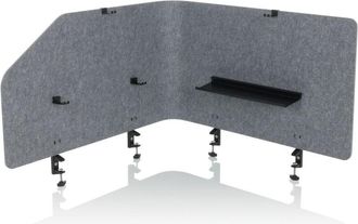 hjh OFFICE Hjh Office - neuwertig] Tischtrennwand Akustikwand Flexmiut t Top Kunststoff Textil Grau B-Ware