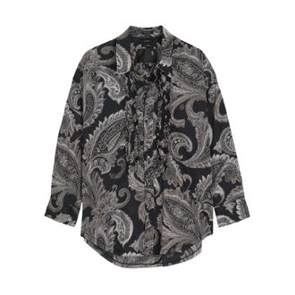 R13 Shredded Seam Ruffle Shirt - - Blouses & Shirts - Damen - Schwarzk - M