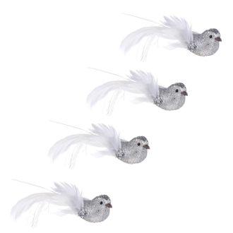 STOBOK K&uuml;nstliche V&ouml;gel mit Clip Schaum K&uuml;nstliche Feder Silber V&ouml;gel Glitzer 14CM Hochzeit Valentinstag Geburtstagsfeier Party Festival Garten Baum Dekorati