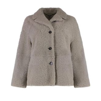 Max Mara Femme, Vestes, Gris, Taille: 38 FR Violante Short Sheepskin Jacket