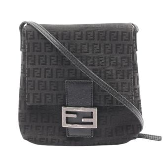 Fendi Pre-owned Zucchino Canvas Leder Schultertasche - - Pre-owned - Damen - Schwarzk - ONE SIZE