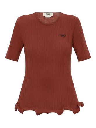 Fendi Oberteil mit R&uuml;schensaum - Rot