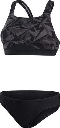 Speedo Damen Hyperboom 2 PC Bikini, Schwarz/Grau, 28