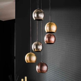 M&S Collection M&s - Suspension 6 lampes 35x40x150 cm en métal chrome, or et cuivre