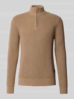 Replay Strickpullover mit Stehkragen und Rei&szlig;verschluss