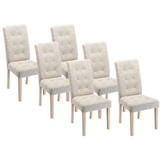 Vente-Unique Vente-unique - Lot de 6 chaises en tissu et bois - Beige - villosa
