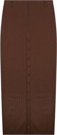 Jean Paul Gaultier Button-Front Virgin Wool Midi Skirt - Brown