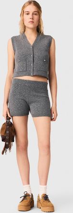 Maje Stricktop Mit Strass - Grau - Maje