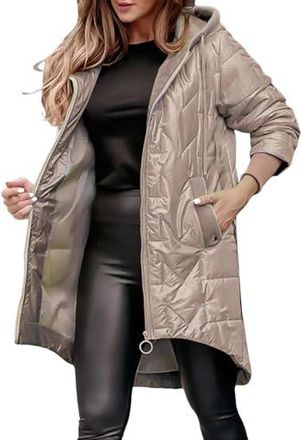 Generic Vestes matelassées à capuche pour femmes, vestes dhiver pour femmes avec cordon de serrage - Sweat à capuche rembourré - Manteaux unis confortables - 