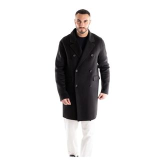 Paolo Pecora Langer Wollmischmantel - - Coats - Herren - Schwarzk - S
