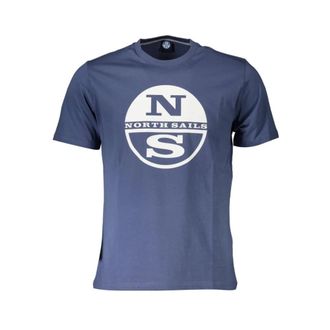 North Sails Blau Bedrucktes Rundhals-Tee mit Logo - - Tops - Herren - Blau - XL