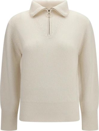 Forte_Forte Pullover mit halbem Rei&szlig;verschluss aus Wolle und Kaschmir - - Knitwear - Damen - Beige - M