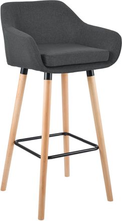 Clp Barhocker gepolstert mit Lehne Grant, Barstuhl mit Stoffbezug, Gestell aus Holz bis 150 kg belastbar, Farbe:dunkelgrau